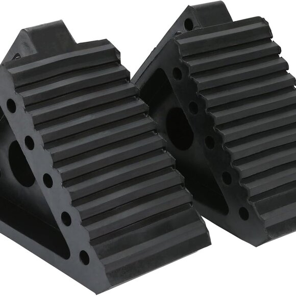 Other | Solid Rubber Heavy Duty Black Wheel Chock 2pack 8 X 4 X 6 ...